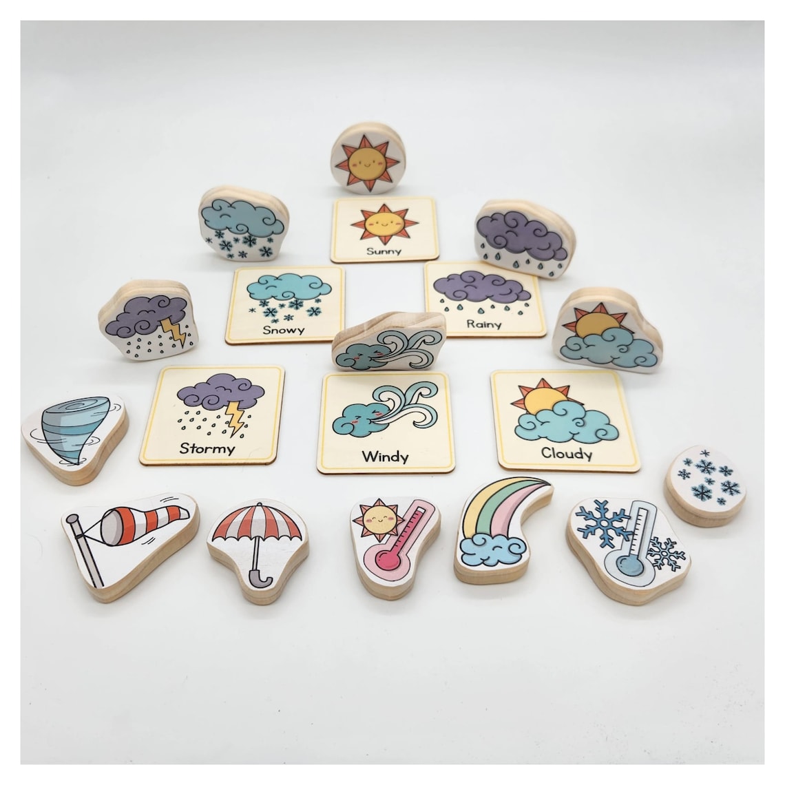 Weather Board With Matching Cards and Blocks / Circle Time / Weather ...