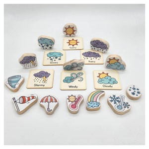 Weather Board With Matching Cards and Blocks / Circle Time / Weather ...