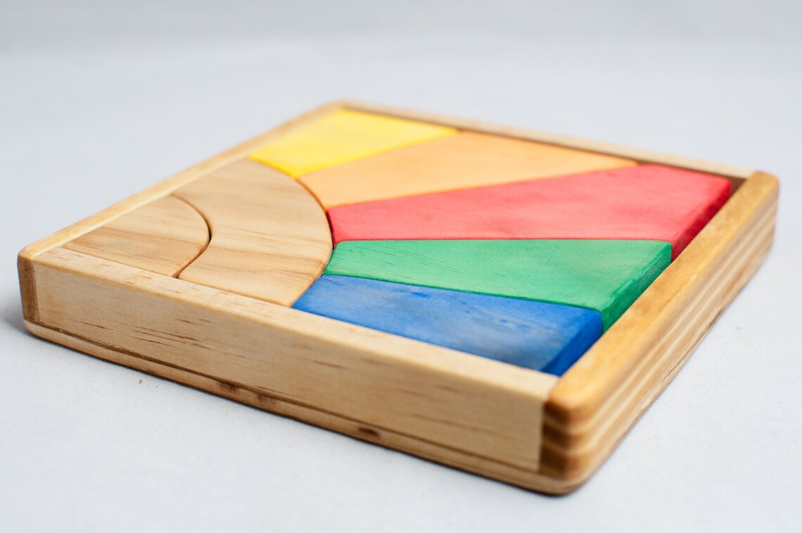 Sunray Wooden Puzzle Rainbow With Tray | Etsy