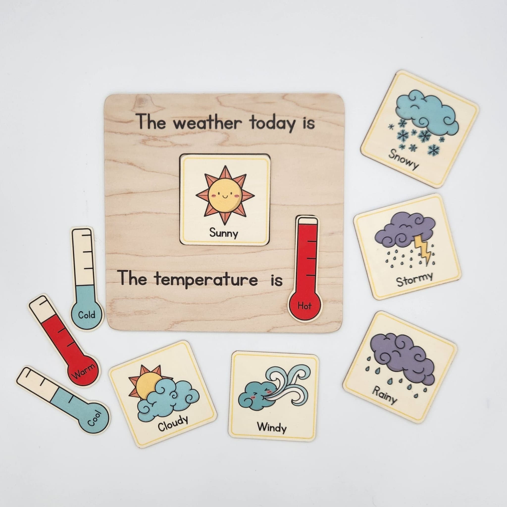 Weather Board With Matching Cards and Blocks / Circle Time / Weather ...