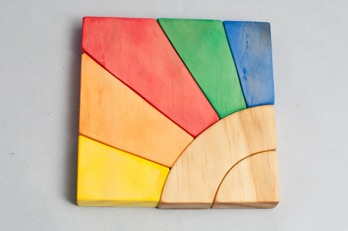 Sunray Wooden Puzzle Rainbow With Tray | Etsy