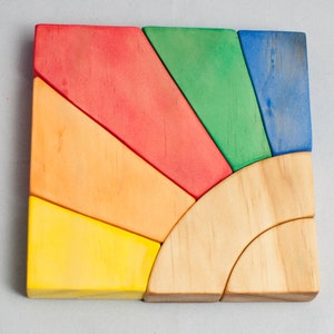 Sunray Wooden Puzzle Rainbow With Tray - Etsy