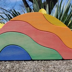 Rainbow Stacker Puzzle - Montessori and Waldorf Inspired - Etsy