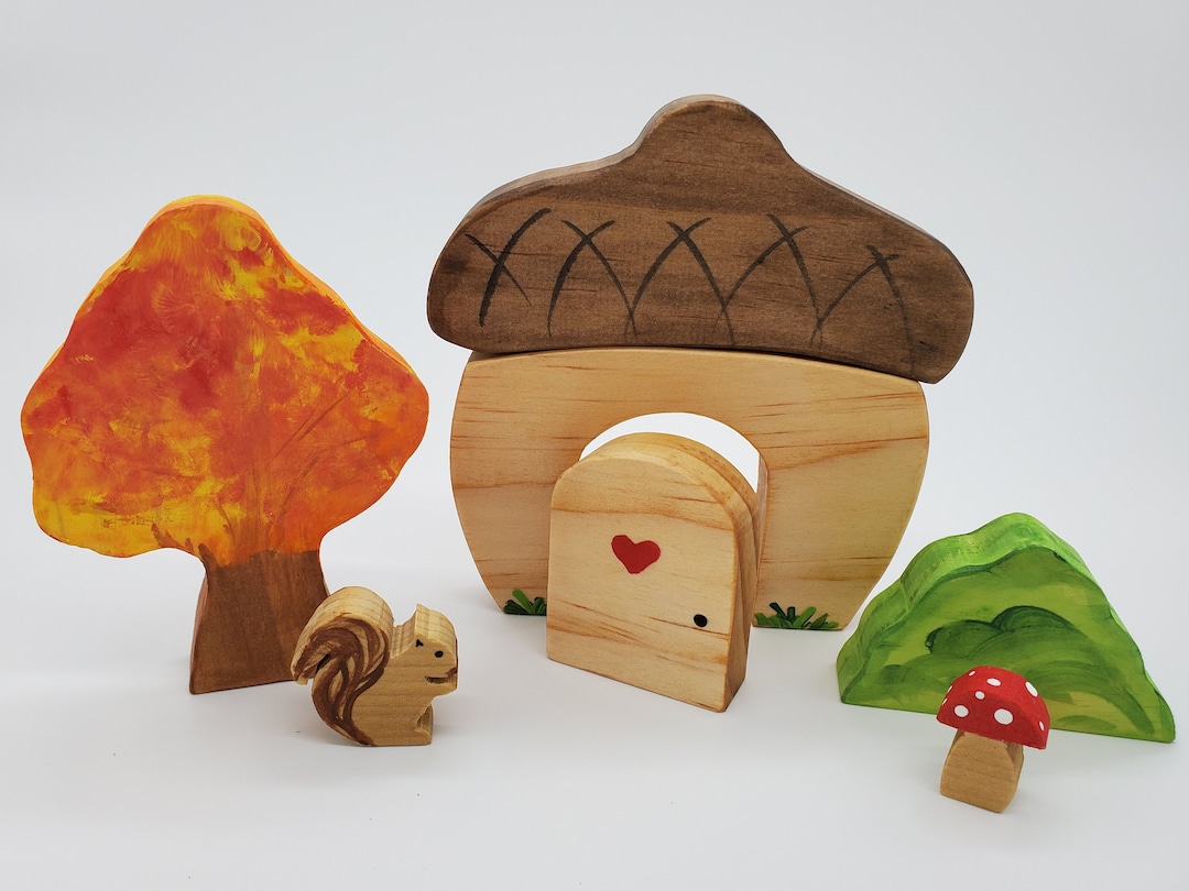 Acorn Wood Playset With Tree and Squirrel Great Toys for Boys and Girls ...