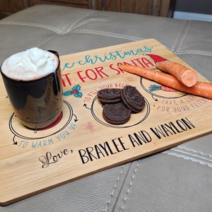 Personalized Wooden Santa Milk and Cookies Tray With Treat for Reindeer ...