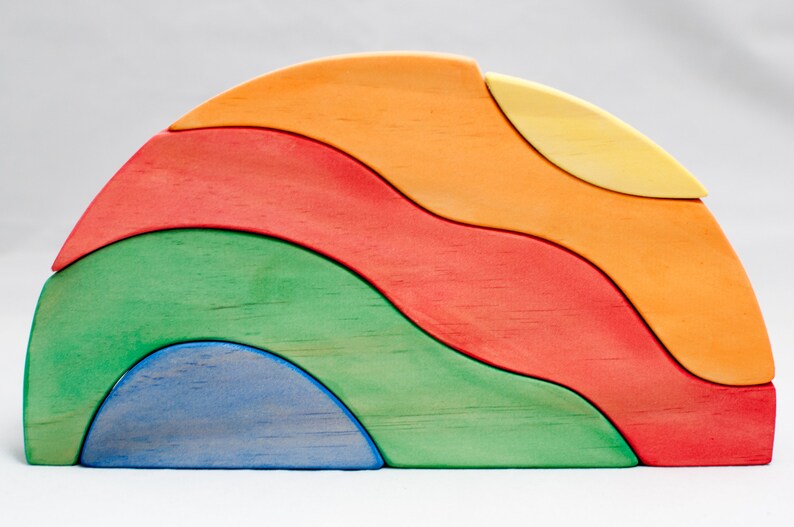 Rainbow Stacker Puzzle - Montessori and Waldorf Inspired - Etsy