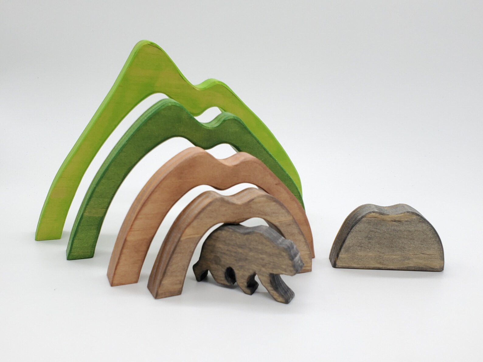Bear and Mountain Stacker Waldorf and Montessori Inspired Wood | Etsy