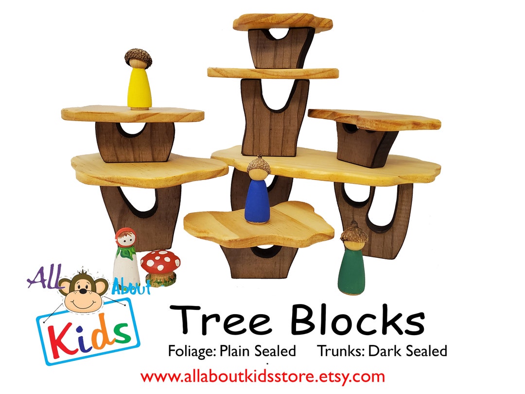 Tree Building Blocks Montessori Inspired Wooden Toy, Toddler Blocks ...