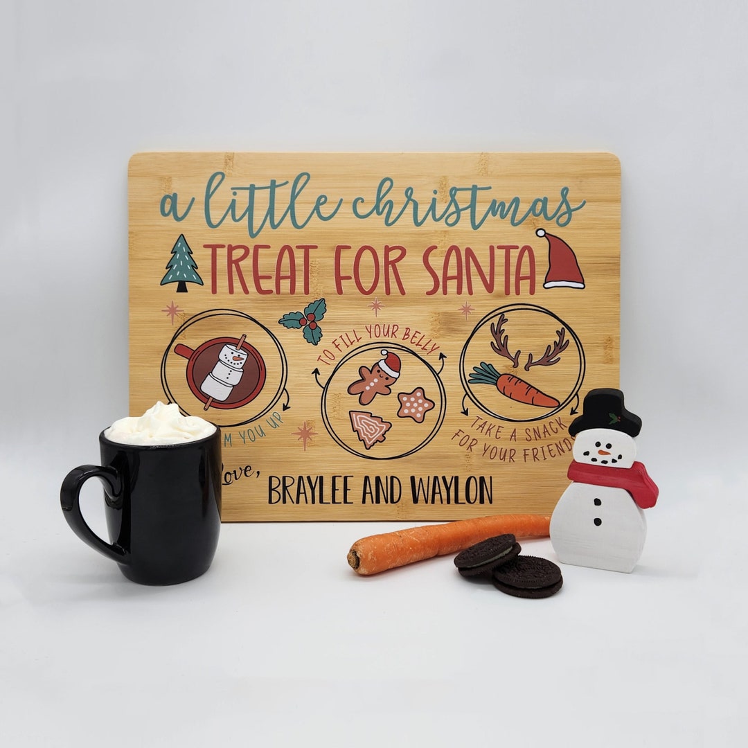 Personalized Wooden Santa Milk and Cookies Tray With Treat for Reindeer ...