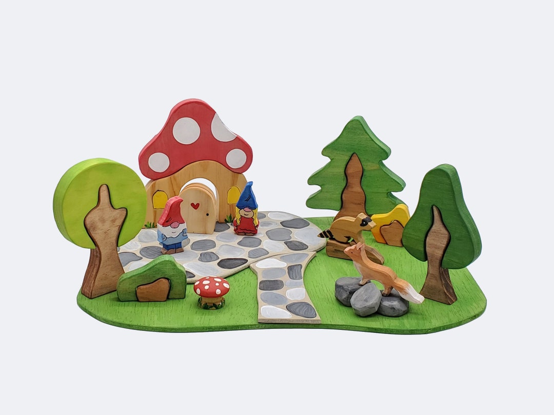 Enchanting Mushroom Meadow Playscape - Handcrafted Wooden Playset ...