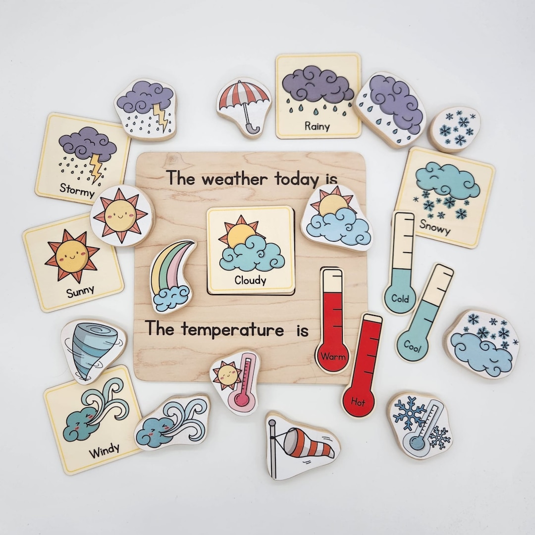 Weather Board With Matching Cards and Blocks / Circle Time / Weather ...