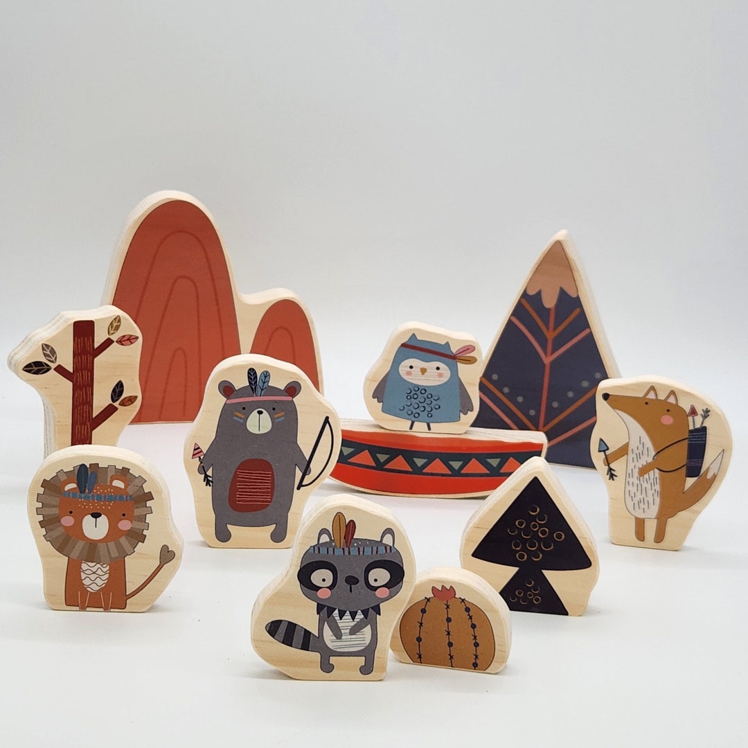 Tribal Forest Animals Boho Story Blocks Playscape Storytelling Sensory ...