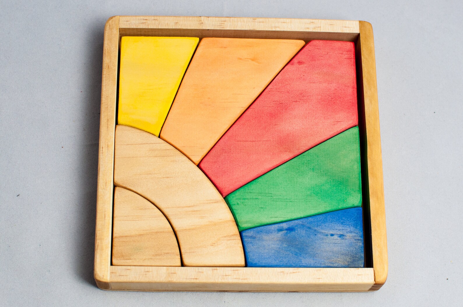 Sunray Wooden Puzzle Rainbow With Tray - Etsy