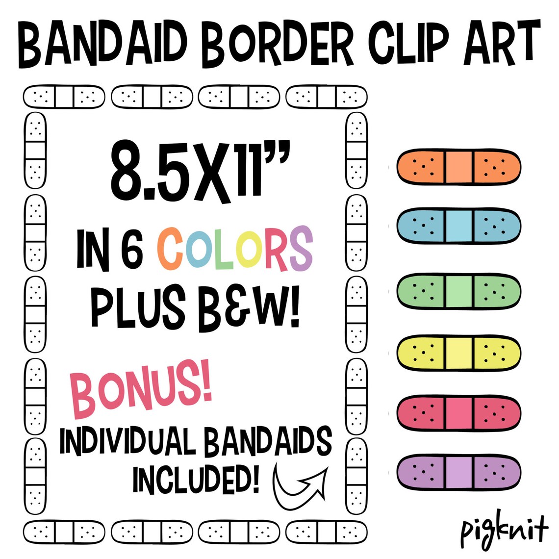 Bandaid Border Printable Digital Paper Clipart Png Set for - Etsy
