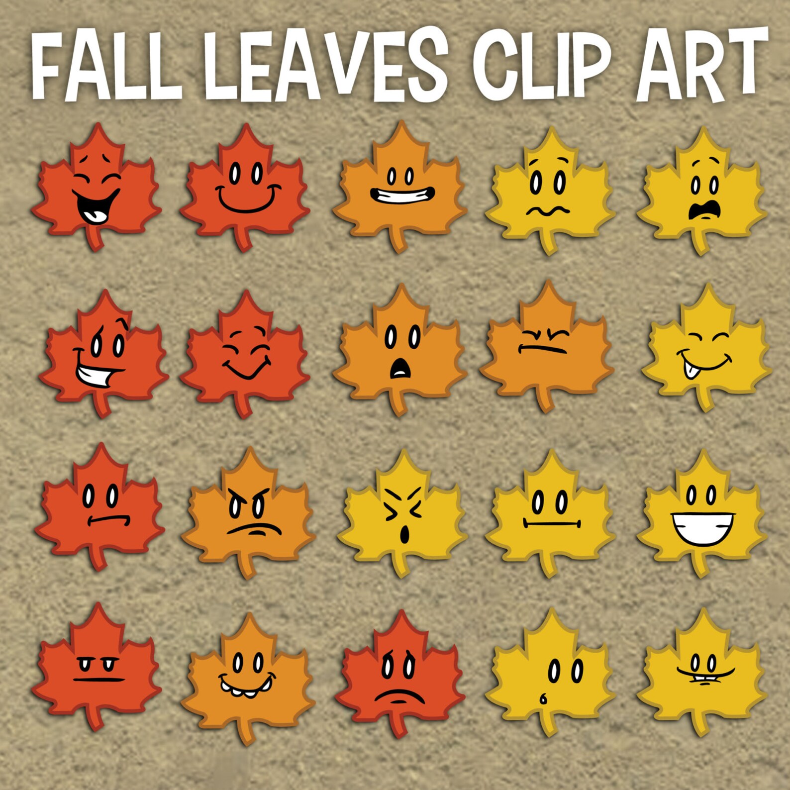 Autumn Leaf Emoji Printable Digital Clipart Png Set for - Etsy