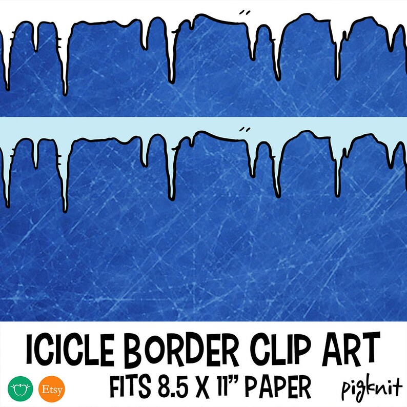 Icicle Border Printable Digital Paper Frame Clipart Png Set - Etsy