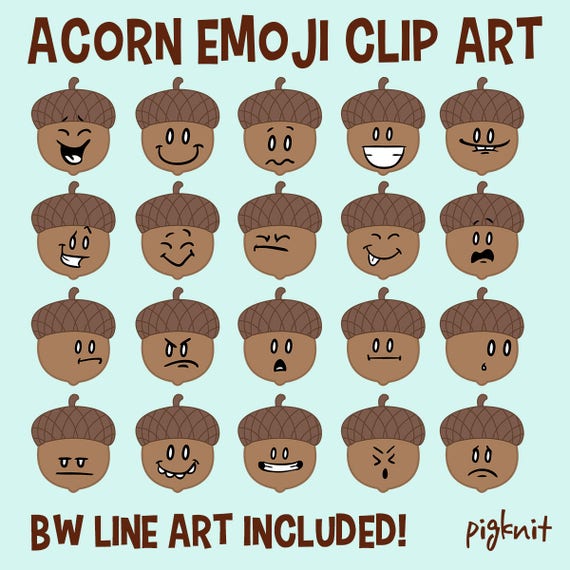 Acorn Emoji Printable Digital Clipart Png Set for Instant - Etsy UK