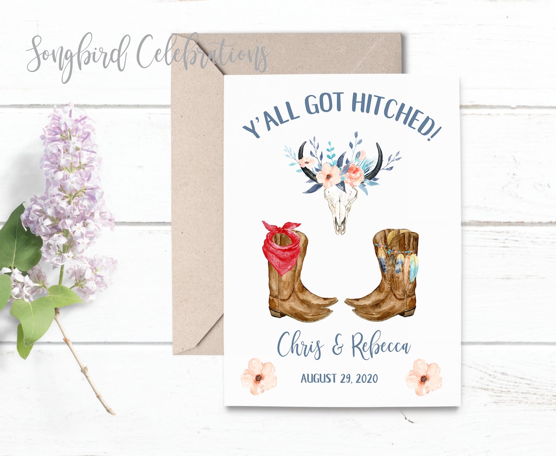 Country Western Wedding Card Greeting Card Rustic Wedding Gift ...