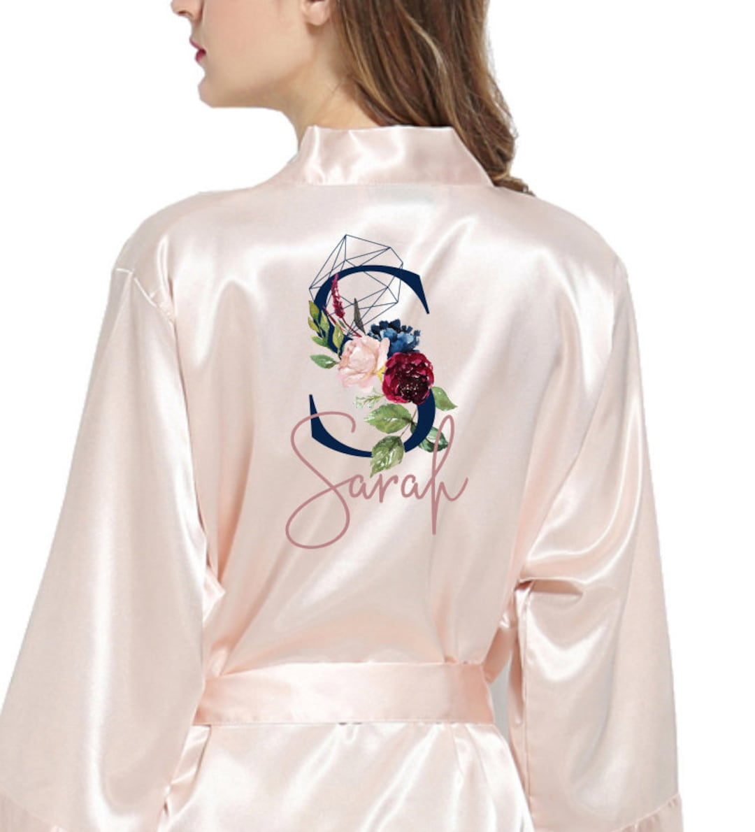 Blush Pink & Mauve Personalized Satin Robe Monogrammed Robes Initials ...