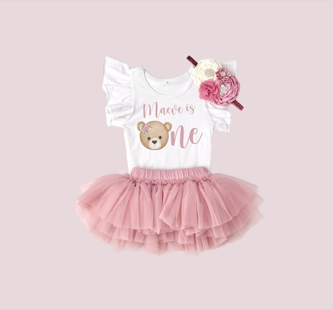 Personalized ONE Teddy Bear 1st Birthday Girl Ballerina Tutu Outfit ...
