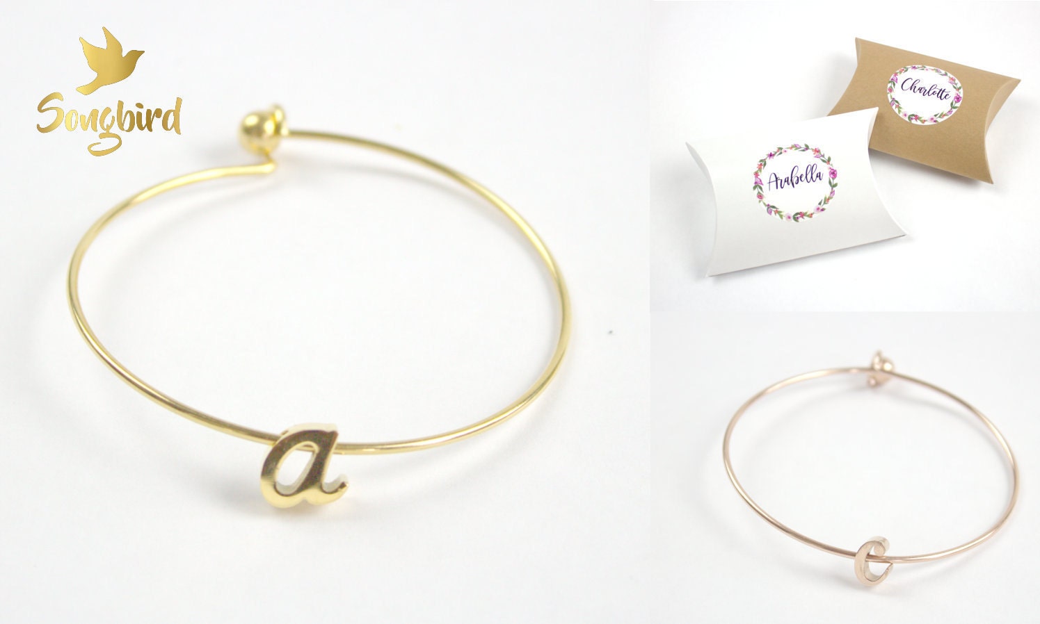 Personalized Initial Bracelet Gift Bangle Bracelet Gift for Her Gift ...