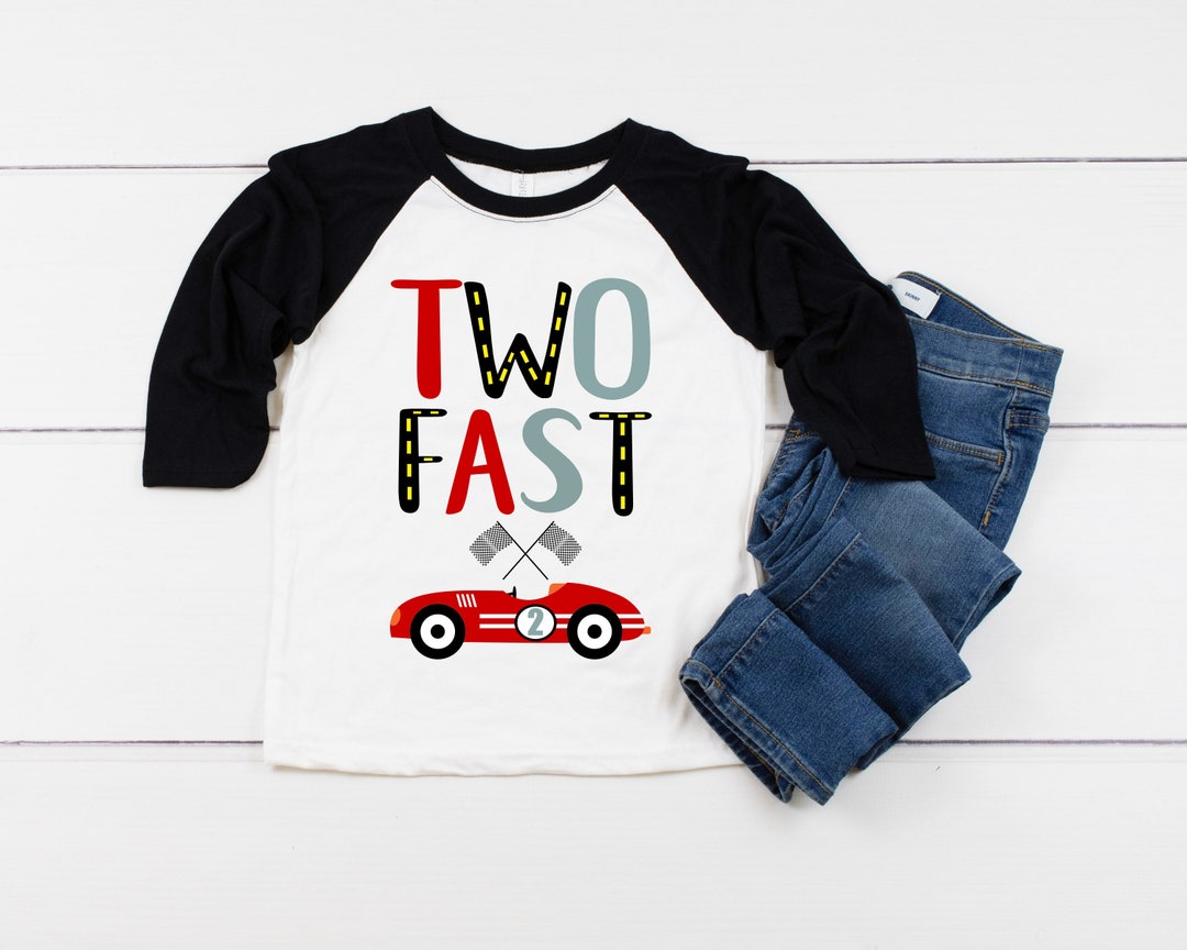 TWO FAST Race Car 2nd Birthday Boy Shirt, Second Birthday Boys Baseball ...