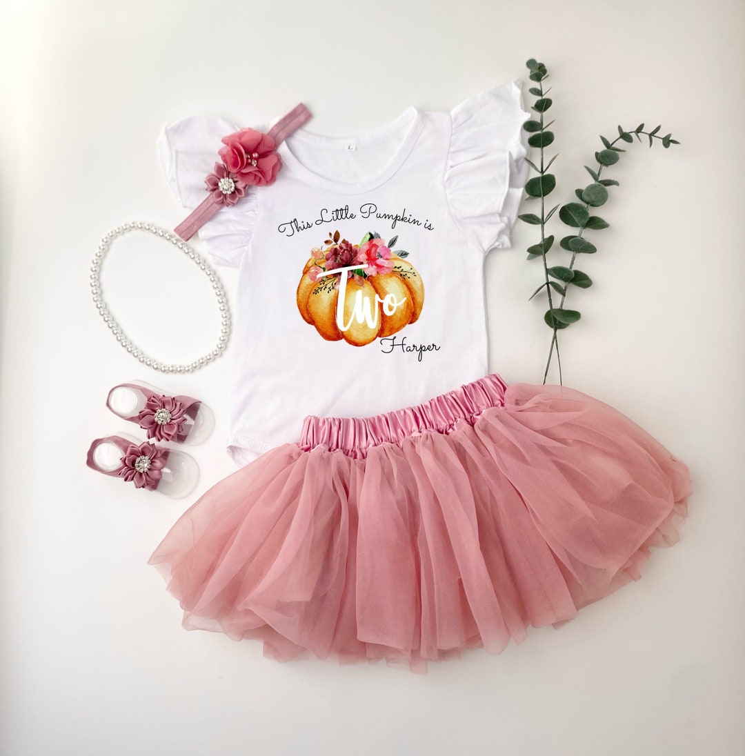 This Little Pumpkin is Two Fall 2nd Birthday Girl Mauve Rose Gold Flowy ...