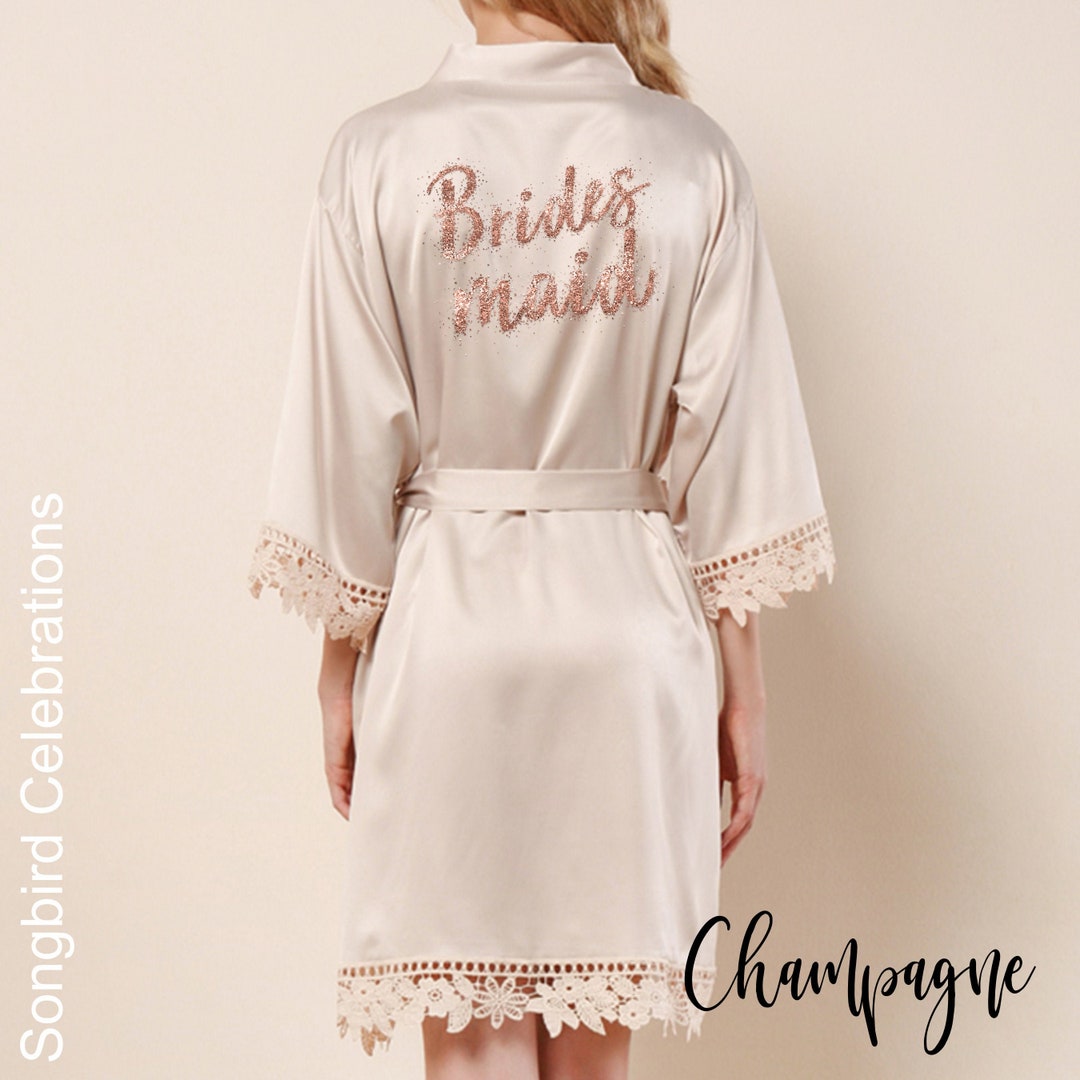 Champagne Rose Gold Glitter Bridesmaid Robes Bridal Robe for - Etsy