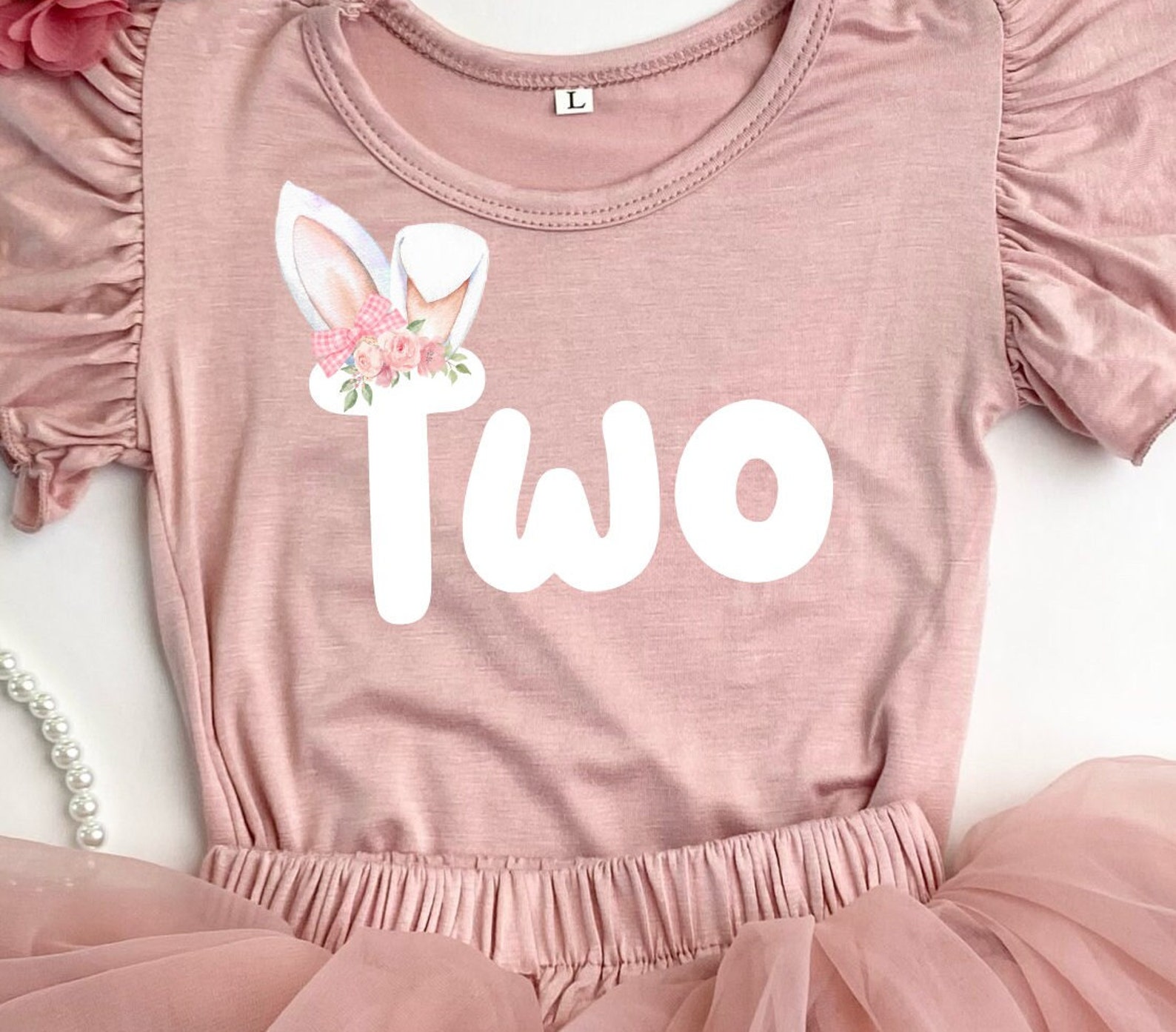 Bunny Ears Two Ballerina Tutu Outfit, Flutter Sleeve 2nd Birthday Girl ...