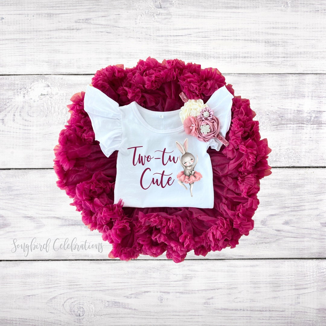 Tutu Cute Ballerina 2nd Birthday Girl Tutu Outfit, Two Tu Cute, Tu Two ...