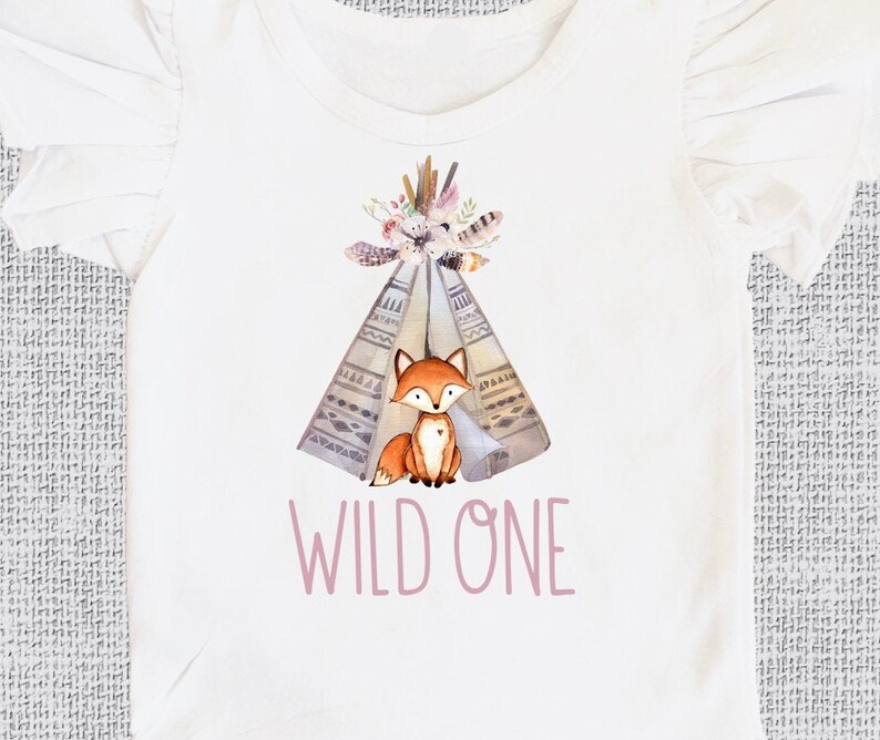 WILD ONE 1st Birthday Girl Onesie® Girls Wild One Fox Flutter - Etsy
