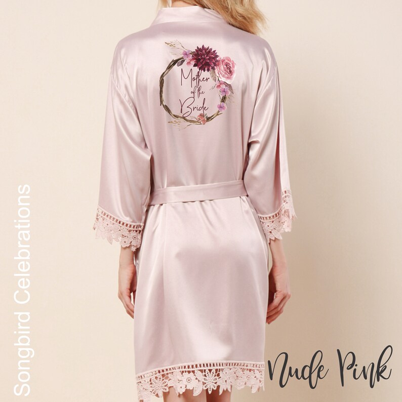 Nude Pink Mother of the Bride Robe Burgundy Wreath Robes - Etsy Canada