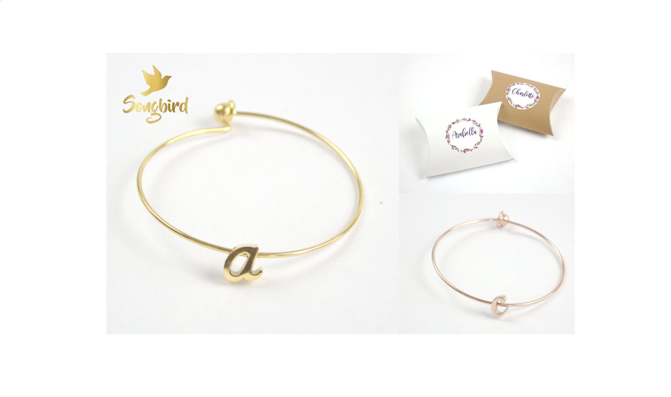 Personalized Initial Bracelet Gift Bangle Bracelet Gift for Her Gift ...