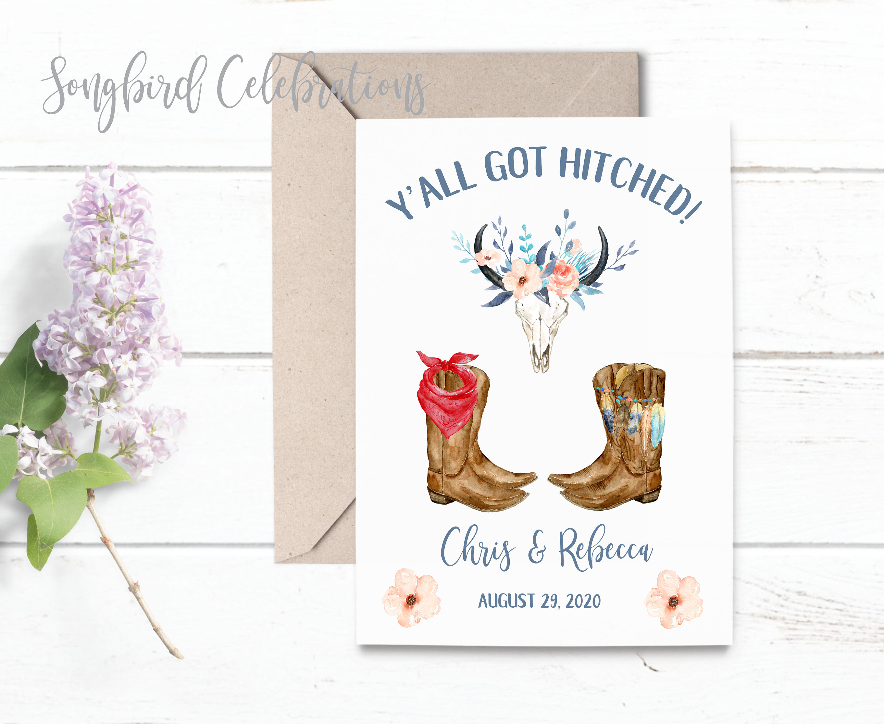 Country Western Wedding Card Greeting Card Rustic Wedding Gift ...
