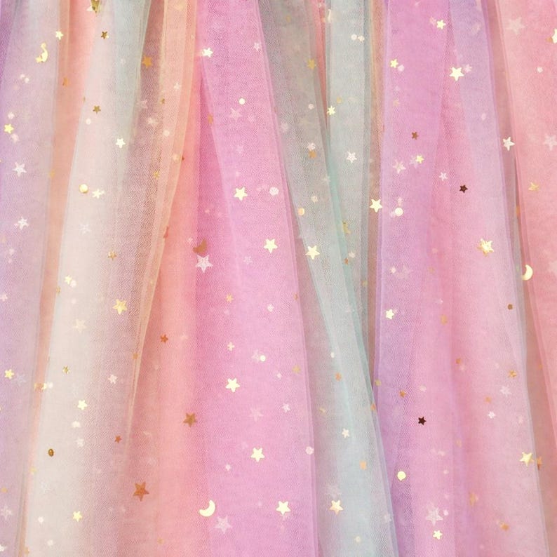 One Pastel Rainbow Tutu Tulle Dress, 1st Birthday Girl Rainbow Gold ...