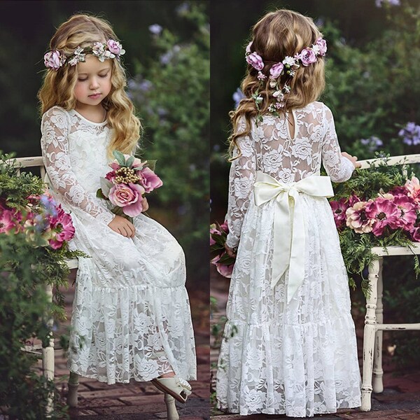 Lace Flower Girl Dress Etsy