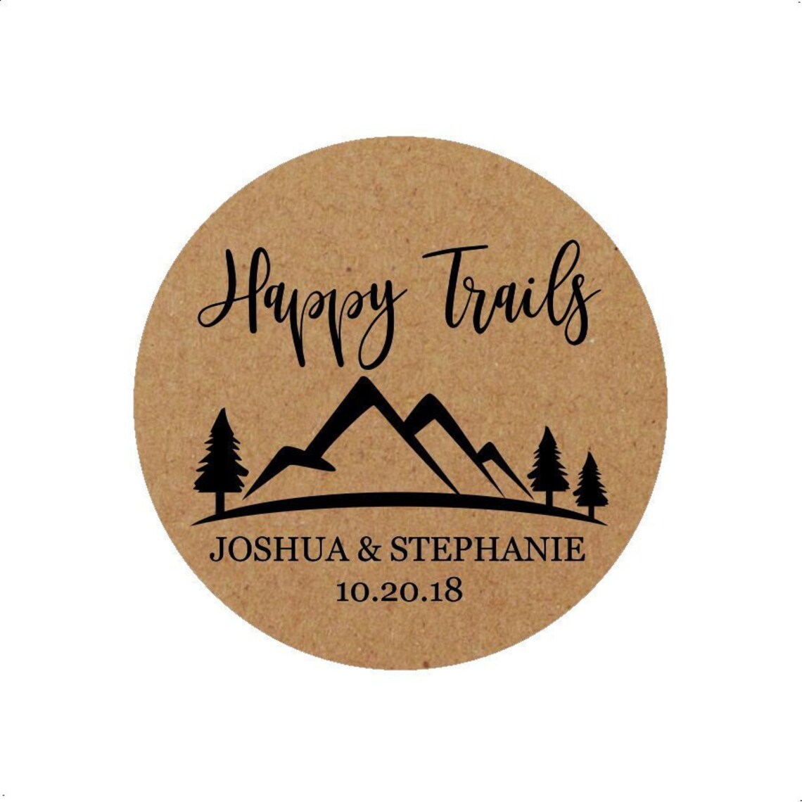 Happy Trails Wedding Favor Trail Mix Stickers Kraft Brown | Etsy