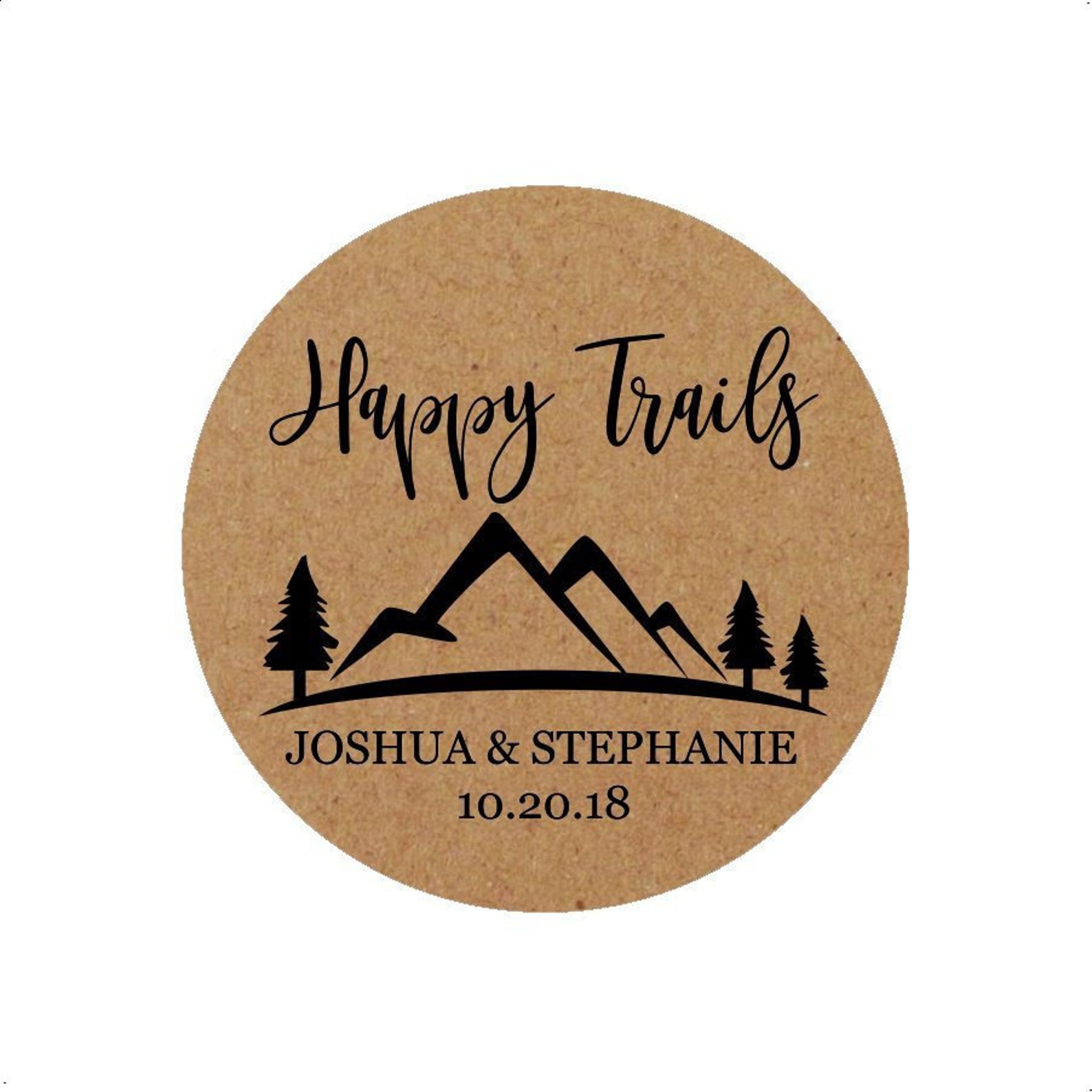 Happy Trails Wedding Favor Trail Mix Stickers Kraft Brown | Etsy