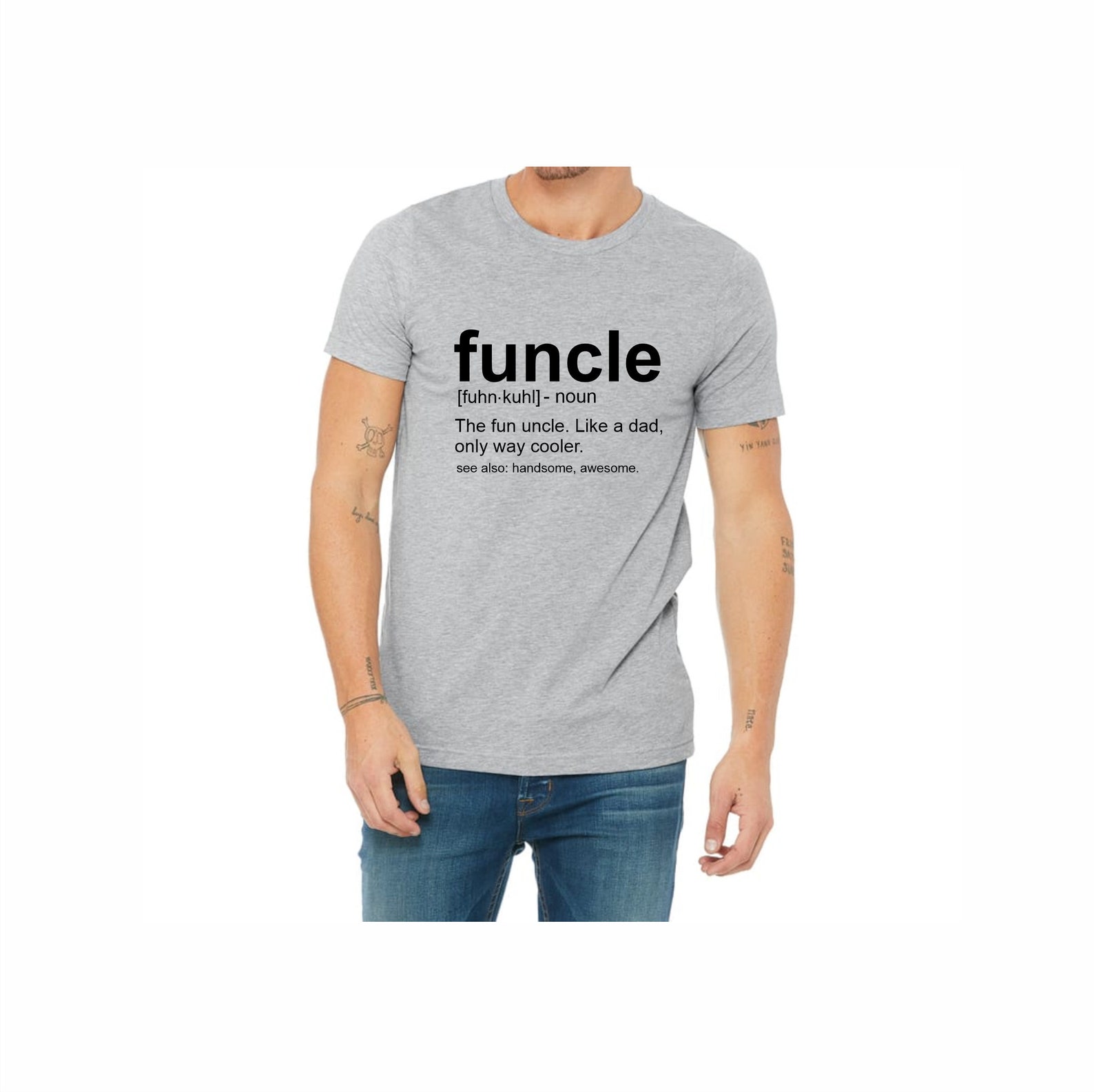 Funcle Definition Shirt Fun Uncle Funny Uncle Charcoal Grey Gray and ...