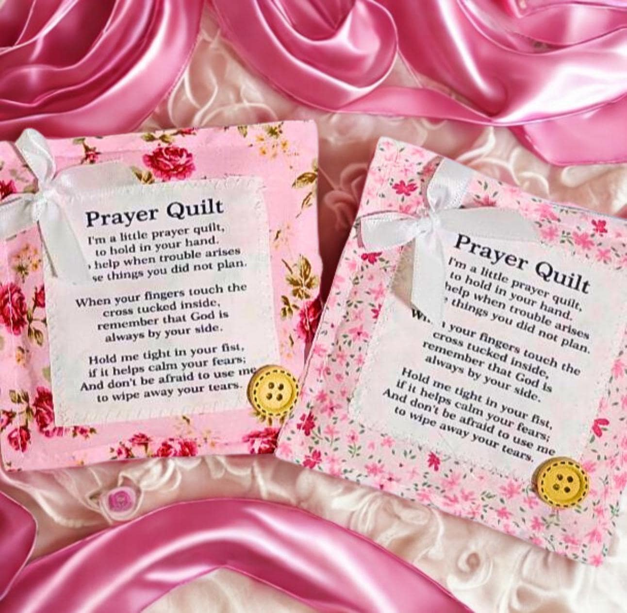 Pink Mini Pocket Prayer Quilt – Angel Charm Comfort Gift Faith Keepsake ...