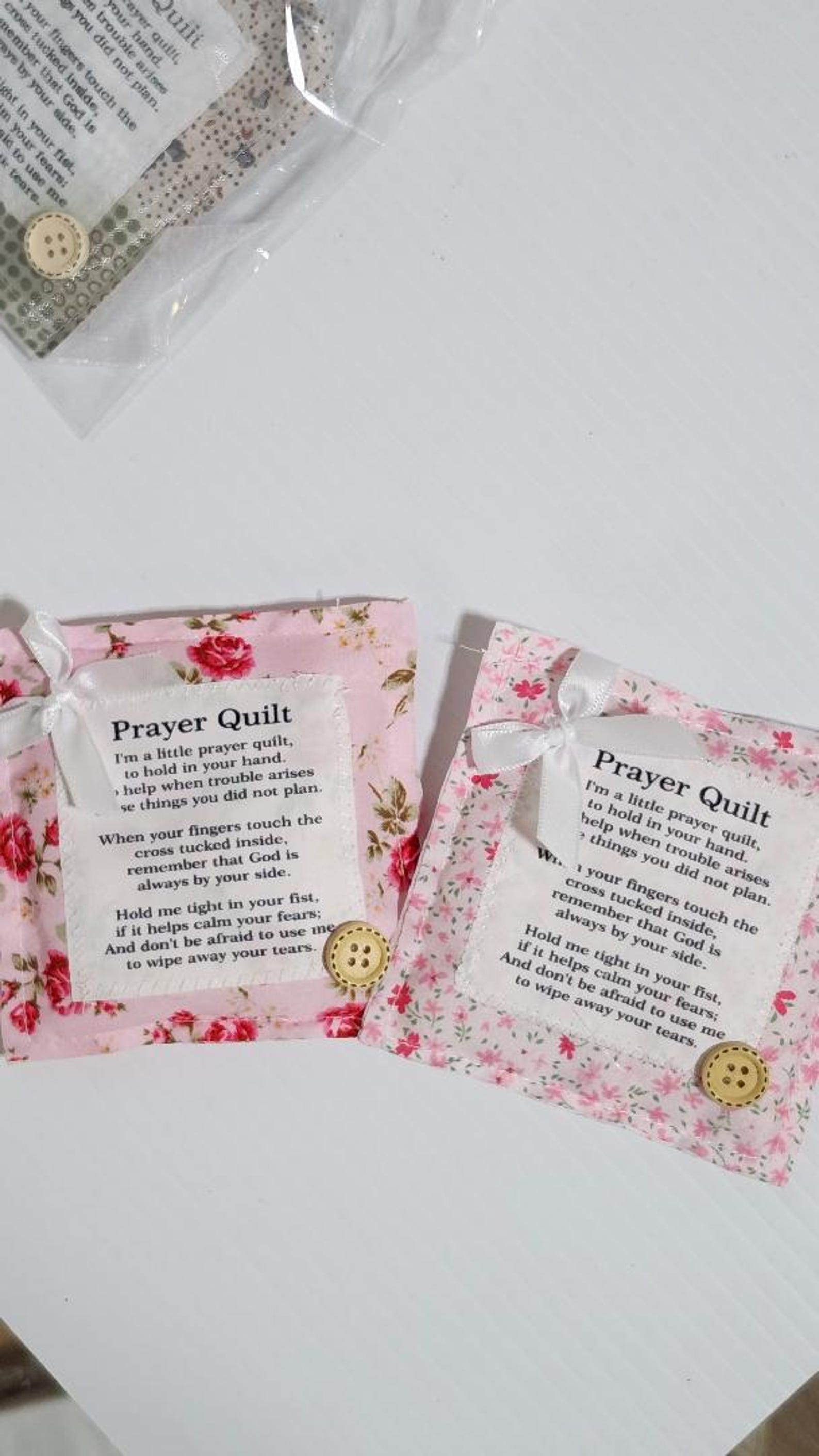 Pink Mini Pocket Prayer Quilt – Angel Charm Comfort Gift Faith Keepsake ...