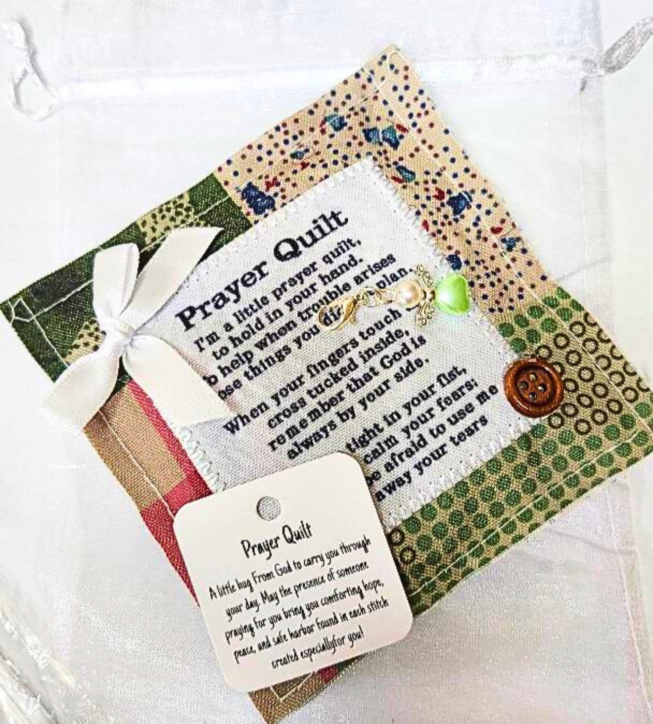 Mini Prayer Quilt – Angel Charm, Faith Gift, Retail-ready Comfort Token ...