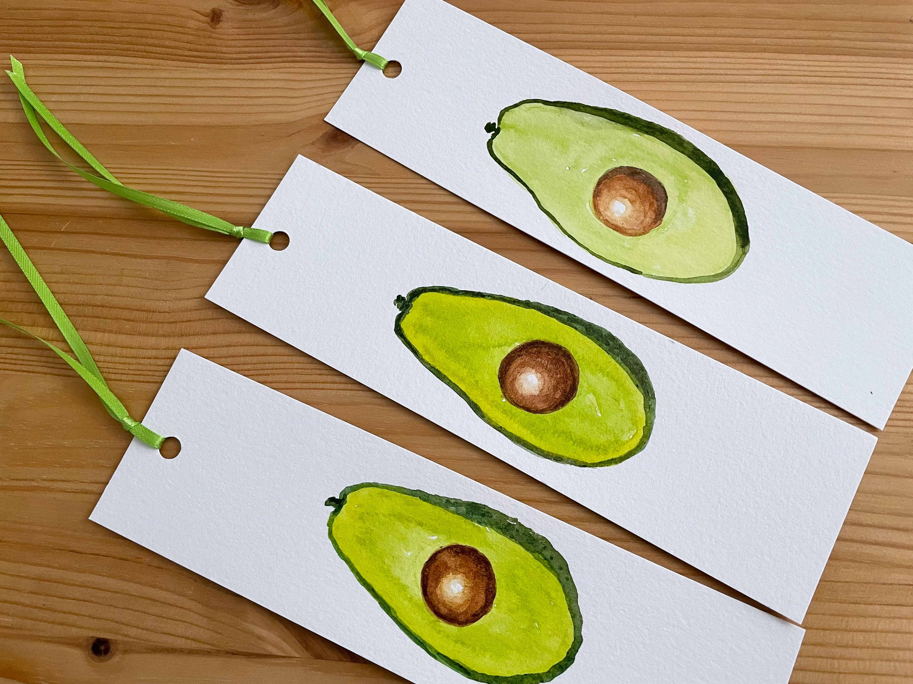 Vegetable Bookmarks/3 Hand Painted Bookmarks/set of 3/avocado/asparagus ...