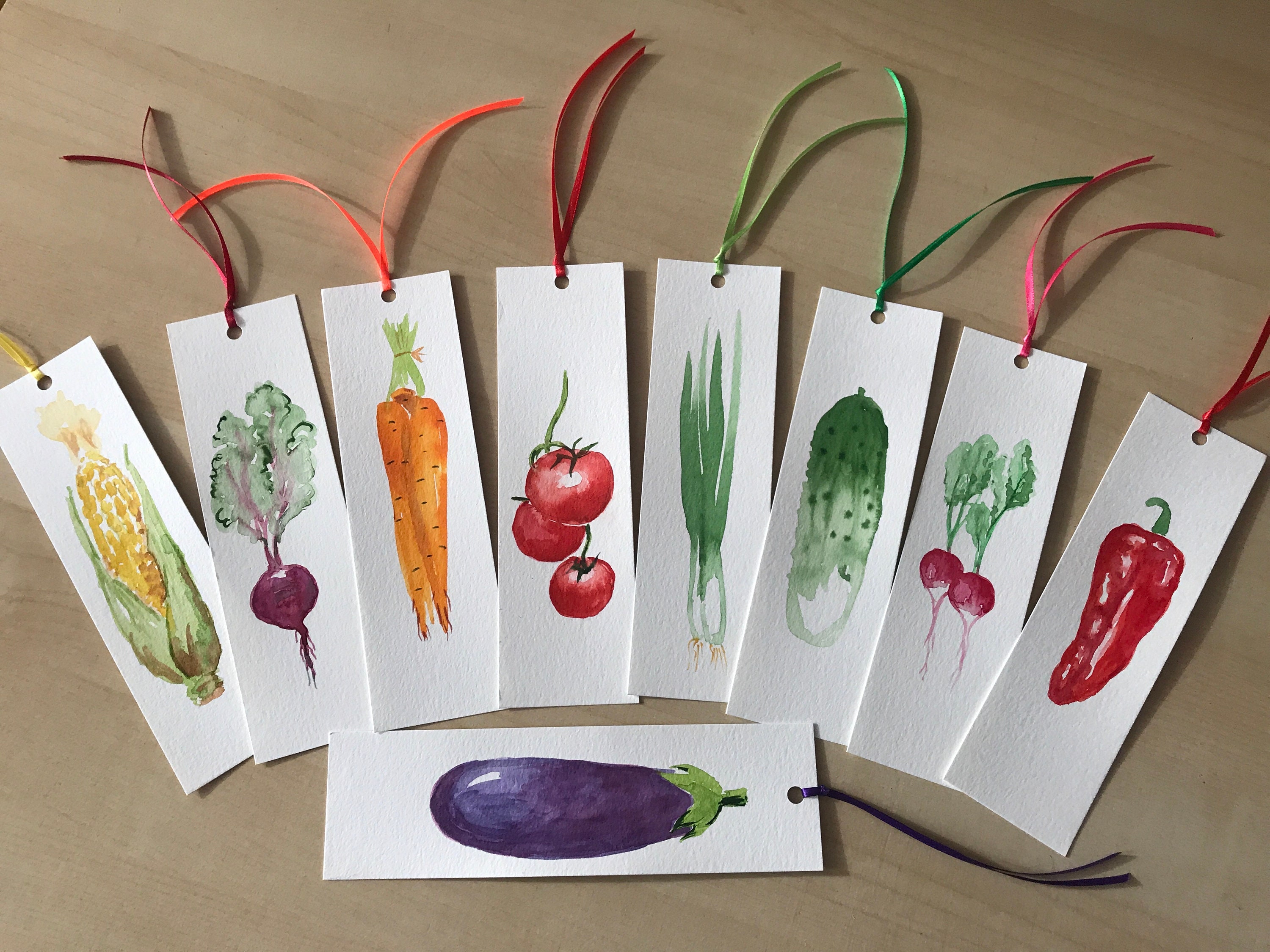 Vegetable Bookmarks/3 Hand Painted Watercolour | Etsy