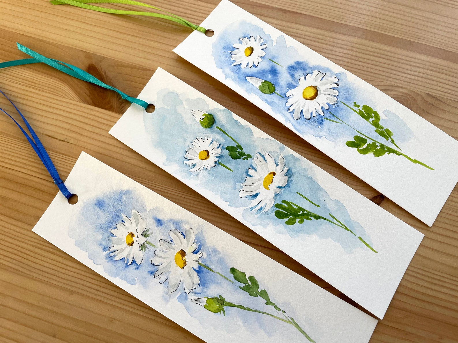 Daisies Bookmarks/3 Hand Painted Watercolour Bookmarks/daisy Flowers ...