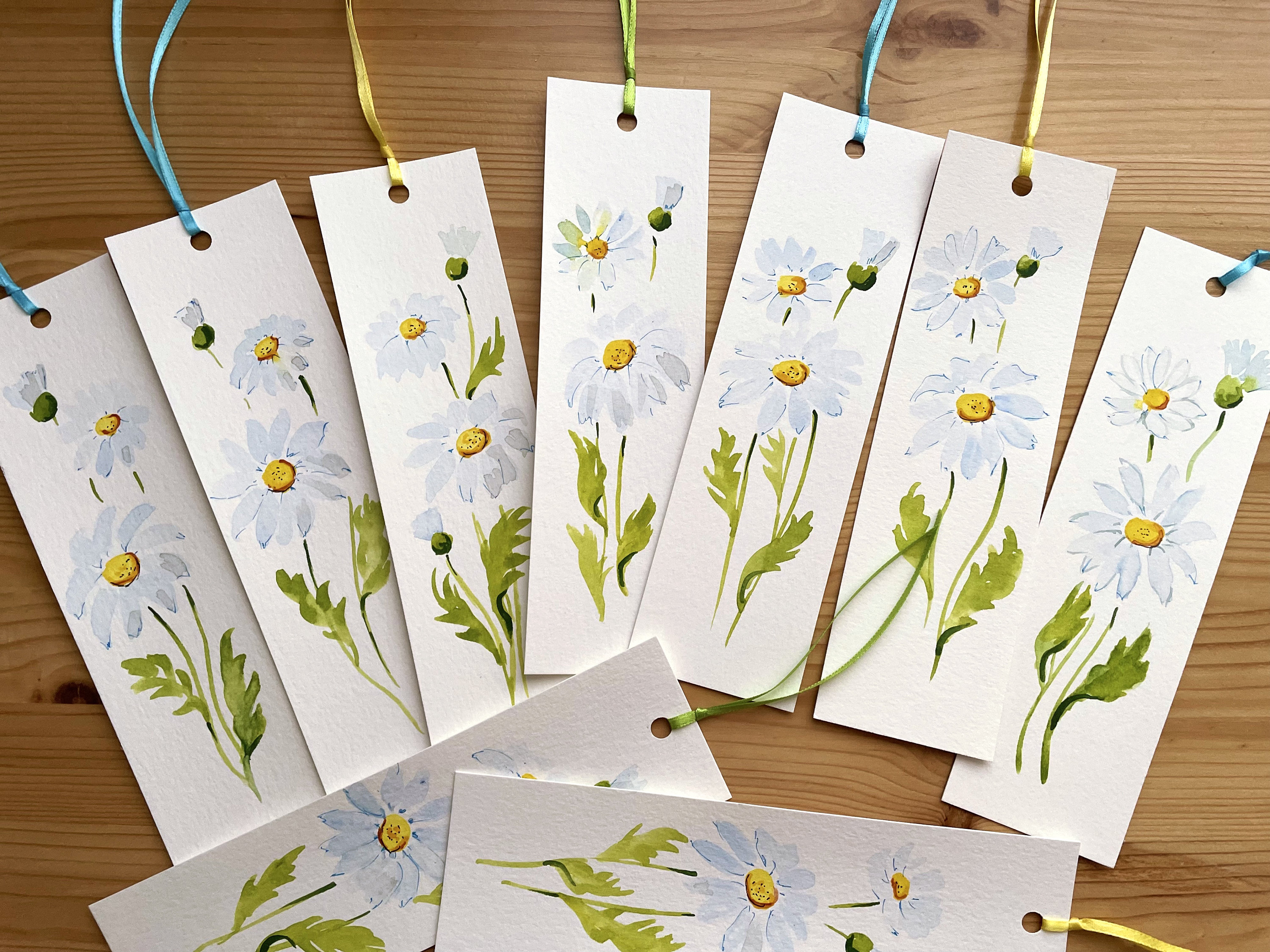Daisies Bookmarks/3 Hand Painted Watercolour Bookmarks/daisy Flowers ...