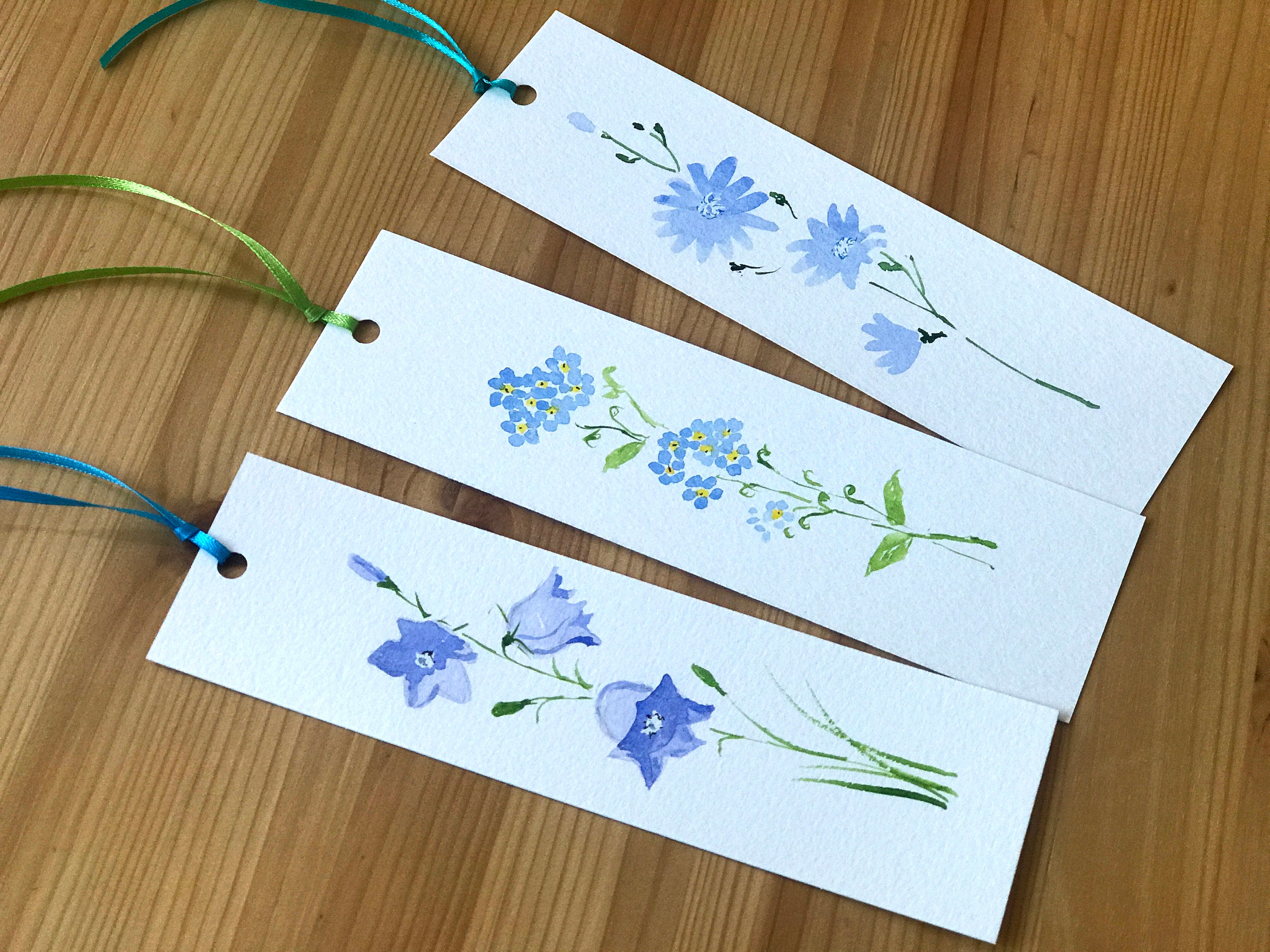 Hand-Painted Blue Flower Gift Tag Paper & Party Supplies Stickers ...