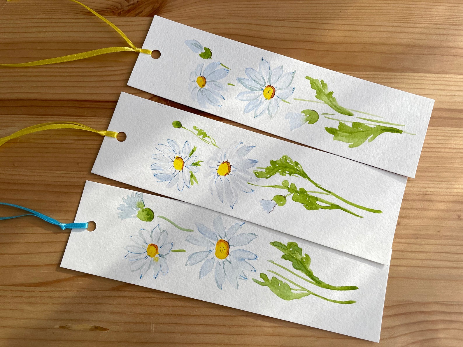 Daisies Bookmarks/3 Hand Painted Watercolour Bookmarks/daisy Flowers ...