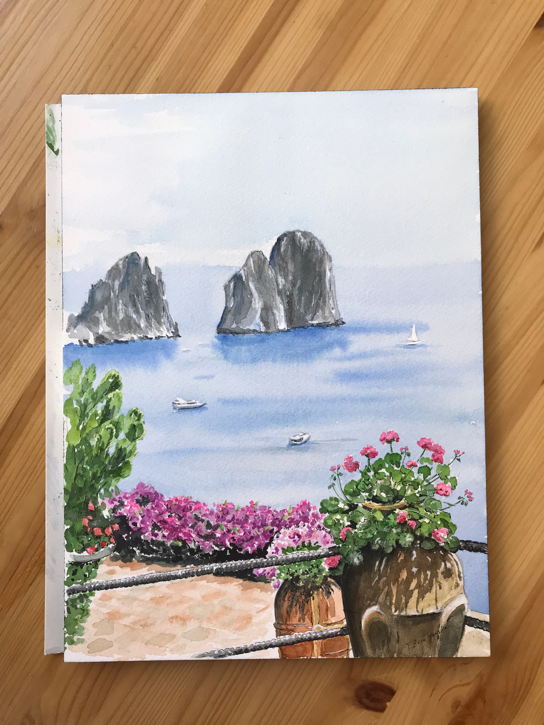 Capri Painting/original Watercolour Painting/mediterranean Landscape ...