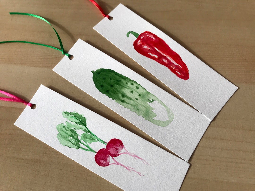 Vegetable Bookmarks/3 Hand Painted Watercolour Bookmarks/radishes ...